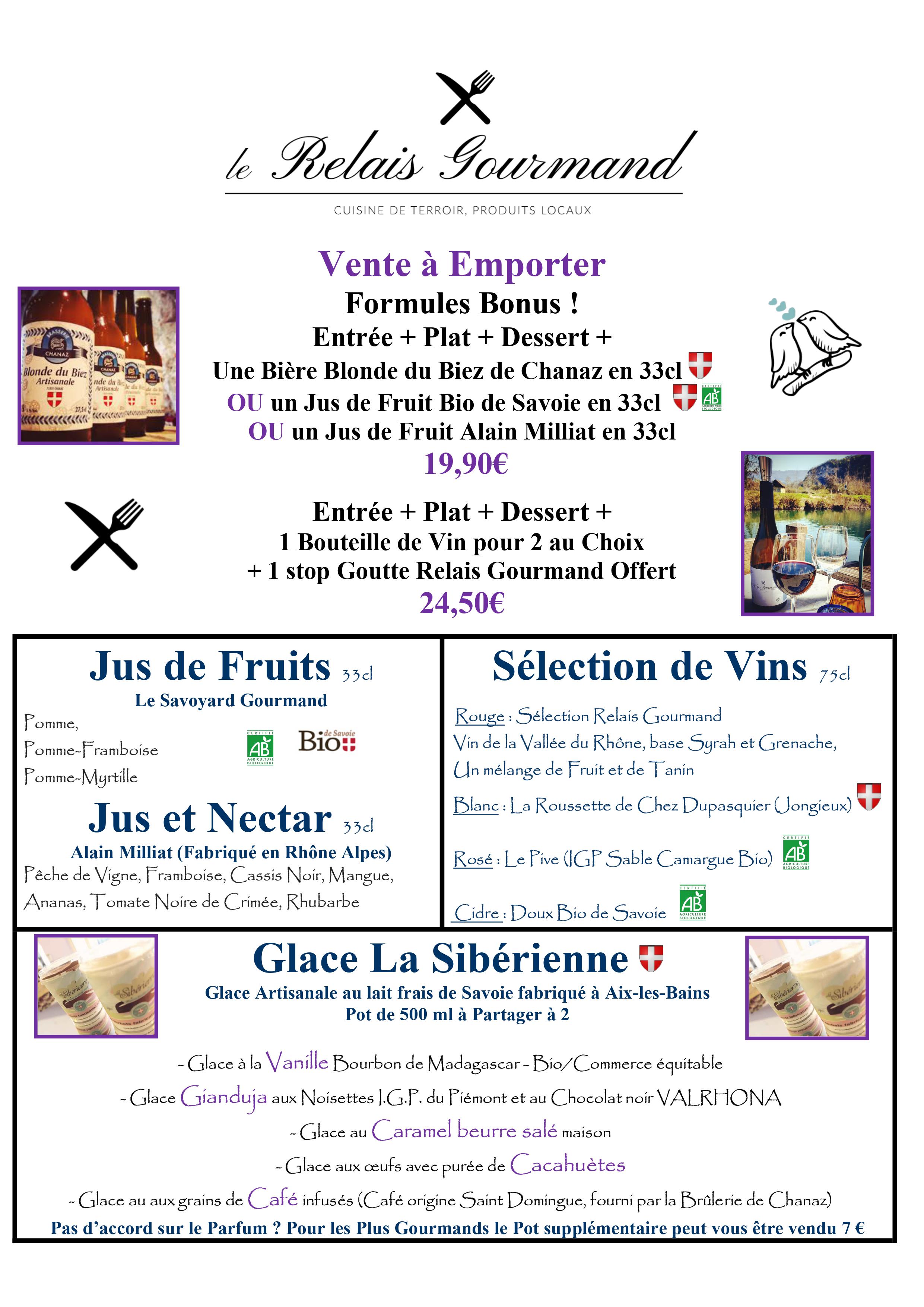 Le Relais Gourmand | Nos Menus